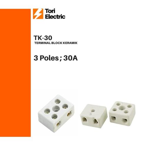 Jual Terminal Keramik 30A 3 pole Terminal Tahan Panas 3P Terminal Block ...