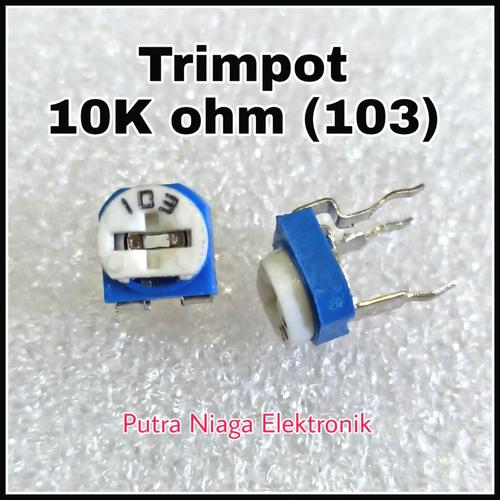 Jual Resistor Variable 10K ohm VR Trimpot 10Kohm 10 K marking : 103 ...