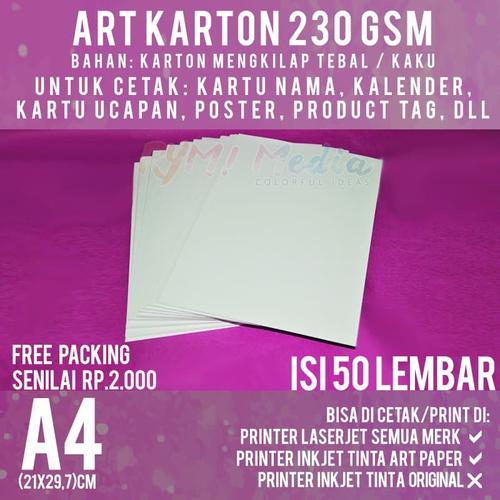 Jual Kertas Art Karton 230 gsm A4 isi 50 lbr / Carton Paper Glossy 230 ...