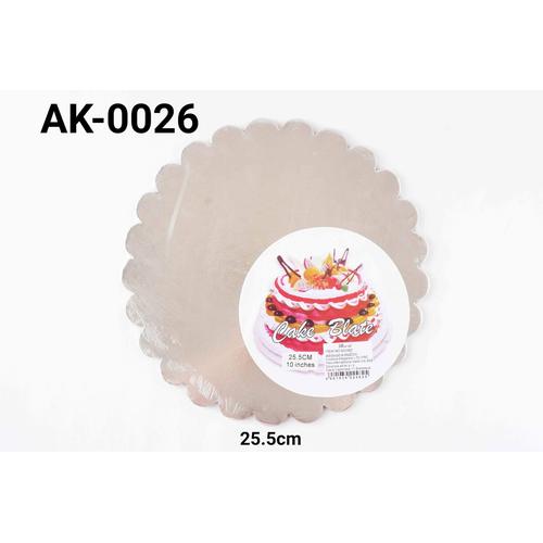 Jual AK-0026 Cake Board tatakan kue tart bulat bunga silver 25cm ...