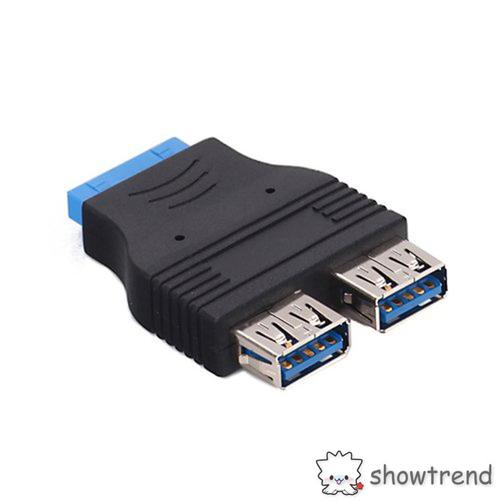 Jual Adapter Mini 2-Port USB 3.0 A Superspeed Female to 20 Pin Warna ...