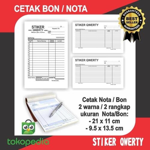 Jual Cetak Nota Bon, Kwitansi, (Bahan NCR 2 Ply) - 9x13 - Kota Bandung ...