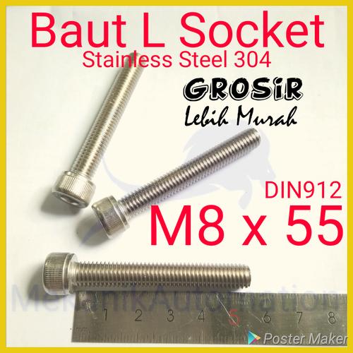 Jual Baut L M8 x 55 Hex Socket SUS304 - Jakarta Timur - MekanikAutomation | Tokopedia