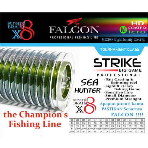 Jual Senar pancing PE X8 Falcon SEA Hunter STRIKE 300M PAKET 3 ROLL ...