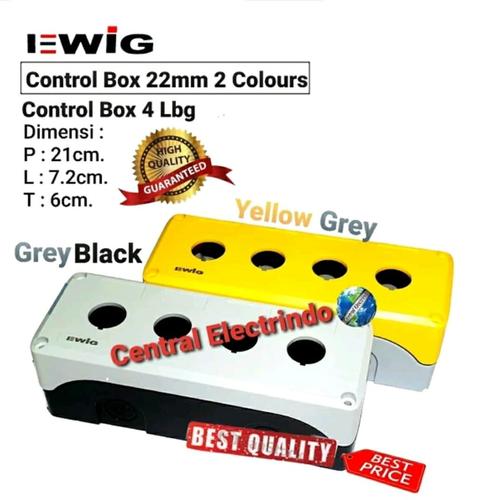 Jual Control Box Push Button EWIG 22mm 4 Lubang Abu2/Kuning (New Model ...
