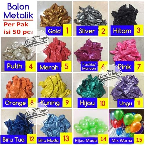 Jual Balon Latex Metalik 1 PACK ISI 50 Pcs / Balon Per Pack / Balon ...