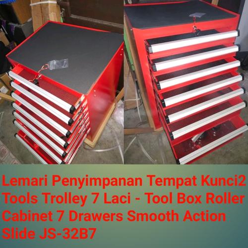 Jual Lemari Penyimpanan Tempat Kunci2 Tools box / Tools Trolley 7 Laci ...