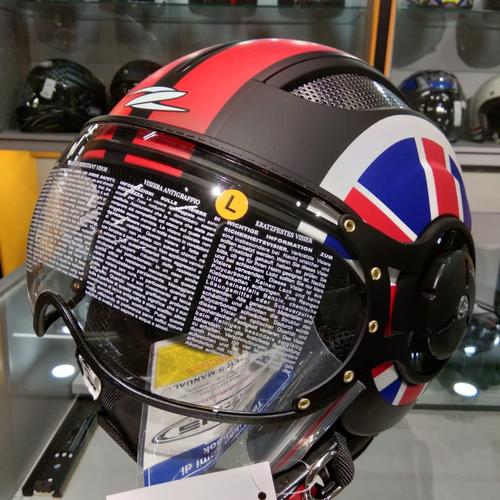 Promo ZEUS 218 MATT BLACK SS8 RED I HELM MOTOR HALF FACE I RETRO ...