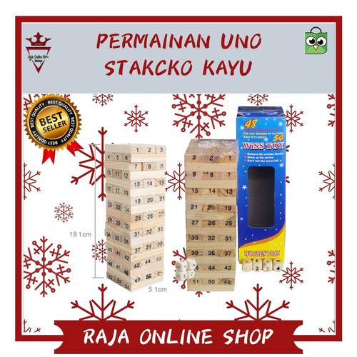 Jual PERMAINAN PAPAN UNO STAKO KAYU 54 BALOK DENGAN 4 DADU - BESAR ...