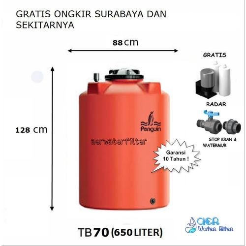 Jual Tangki / Tandon / Toren Air merk Penguin tipe TB 70 (650L) - Kota ...