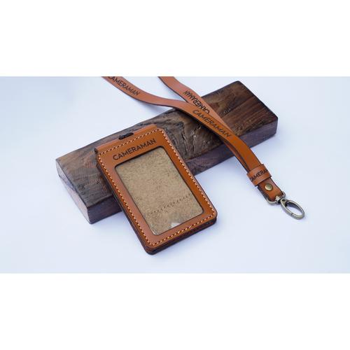 Jual CUSTOM ID CARD HOLDER / NAME TAG KULIT SAPI ASLI - Pull up Tan ...