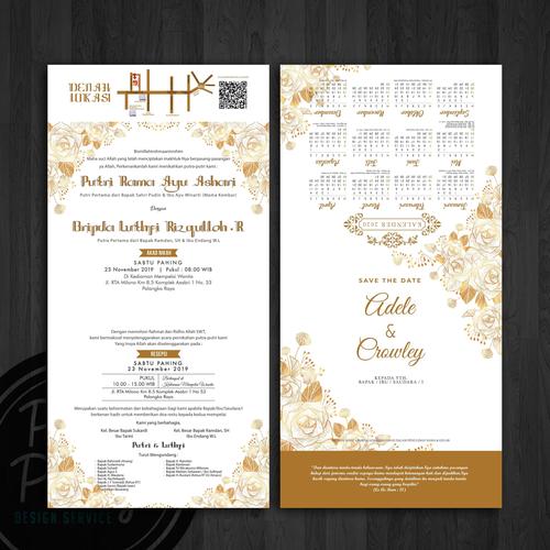 Jual Undangan pernikahan vintage tema bunga gold / vintage wedding ...