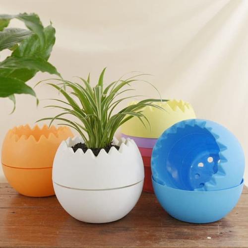 Jual POT BUNGA BULAT BOLA PUTIH / POT SELF WATERING POT TELUR WARNA ...