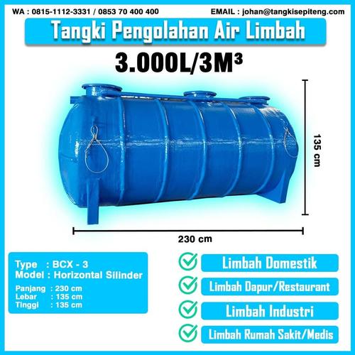 Jual Tangki IPAL - Pengolahan Air Limbah - Tangki STP 3m3 3000 liter 3 ...