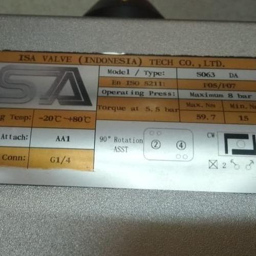 Jual ACTUATOR VALVE ISA TYPE SO63 DA - Jakarta Barat - RAJA PNEUMATIC ...