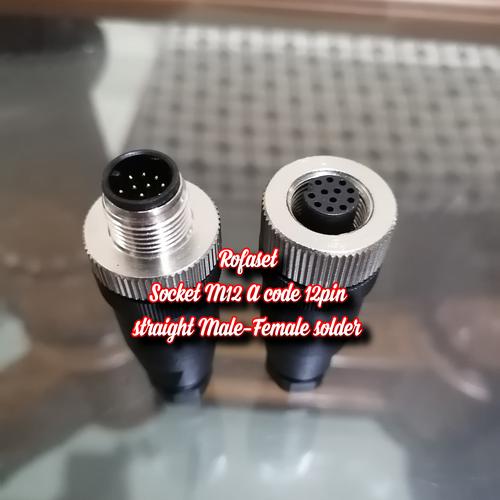 Jual Socket M12 A code 12pin Male Female straight - Jakarta Barat ...