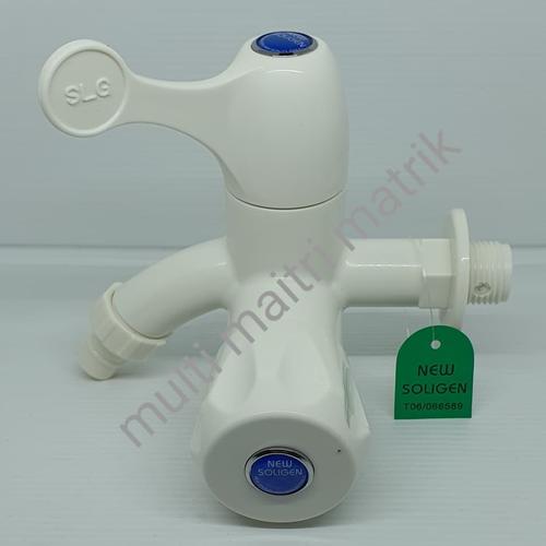 Jual Kran cabang double pvc New Soligen S 13/ kran mesin cuci / kran ...