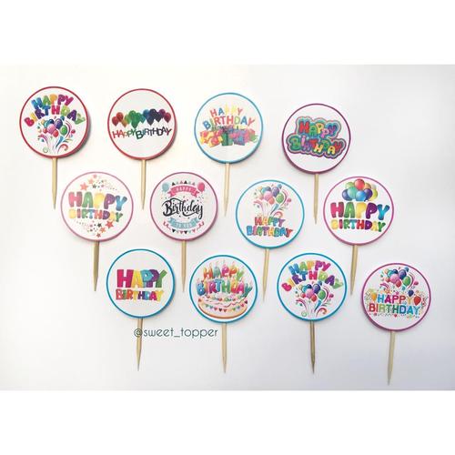 Jual Topper Happy Birthday bulat utk hiasan cupcakes - Kab. Bandung ...