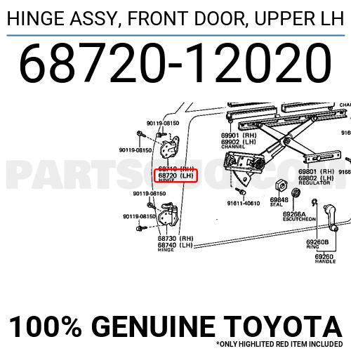 Jual Hinge Assy, Front Door, Upper Lh, 68720-12020, ORI TOYOTA HILUX ...