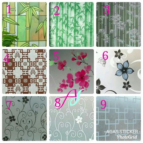 Jual sticker kaca film sanblast motif polos bambu bunga stiker tempel ...