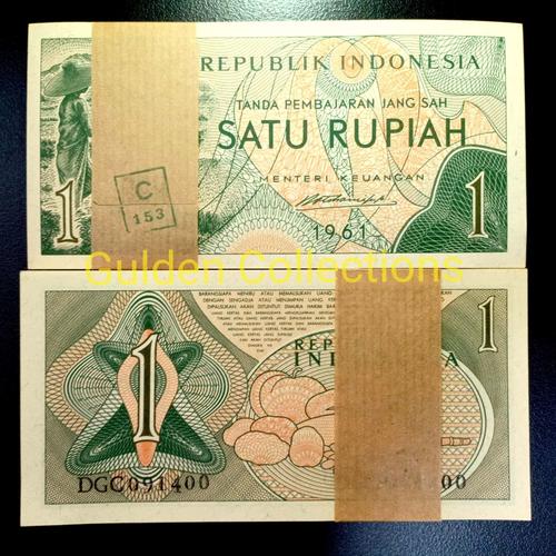 Jual Uang Kuno 1 Rupiah 1961 Petani Hijau 1 Gepok 100 Lembar UNC - Kab ...