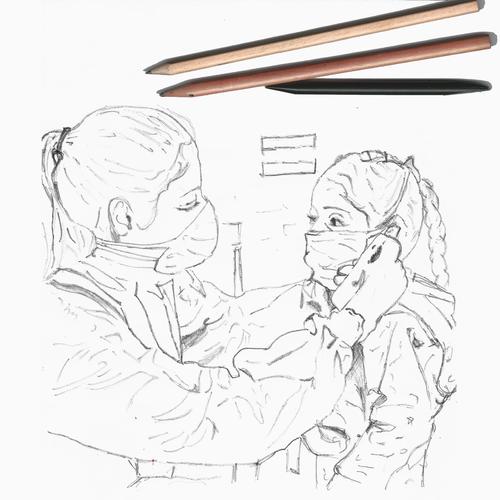 Jual Gambar Sketsa Lukisan Hand Drawing Peduli Masker Kesehatan - Kota ...