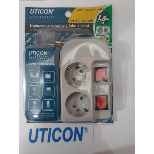Jual Stop Kontak Uticon 2 Lubang+Saklar Tersendiri Kabel 1.5M St-1282 ...