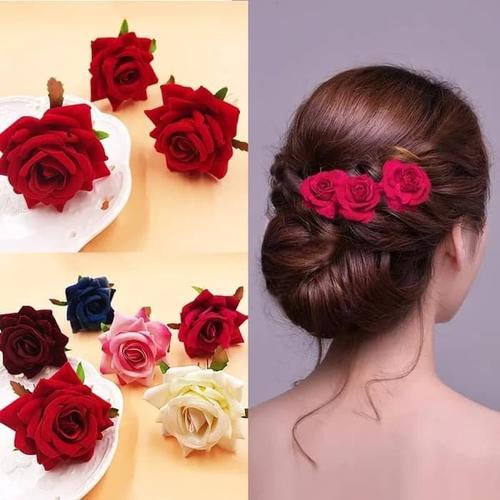 Jual Red Hair Clip Corsage Rose Jepit Rambut Klip Rambut Mawar Cantik ...
