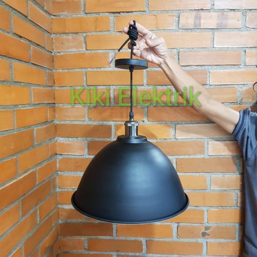 Jual Kap Lampu Gantung Hitam Diameter 34 cm ( Aluminium ) + Fiting Besi E27 - Jakarta Pusat ...
