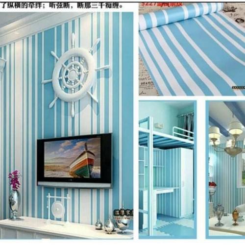 Jual GARIS BIRU 10 SALUR wallpaper sticke -dinding walpaper stiker ...