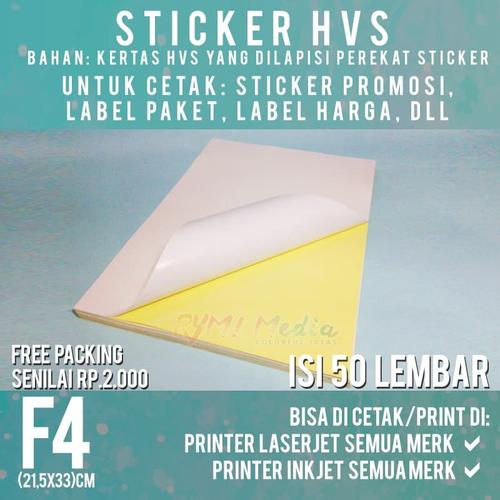 Jual Sticker HVS F4 isi 50 Lembar / Kertas Stiker Inkjet Doff Matte ...