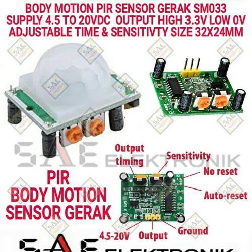 Jual SM033 MODUL PIR SENSOR GERAK BODY MOTION MODULE HC SR501 SENSOR ...