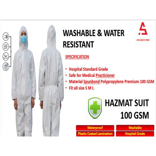Jual [WASHABLE] Baju APD Safety Coverall Hazmat Suit Polyproylene 100 ...
