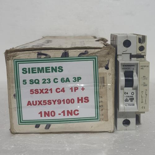 Jual MCB Siemens 1P 4A 5SX21 + Auxiliaries 1NO 1NC 6kA 1 Phase 4 Ampere ...