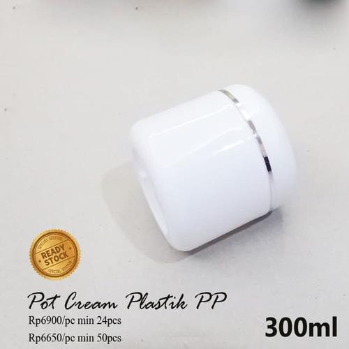 Jual Pot Kosmetik 300ml Pot Cream Jar Pot Krim Plastik PP Putih ...