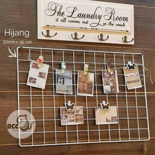 Jual Hijang 52x35 cm Wire Mesh Grid Wall Hiasan Dinding Memo Foto ...
