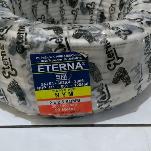 Jual 50 mtr Kabel NYM ETERNA 2X2.5 SNI Putih Kaku Tunggal 2,5 Prima ...