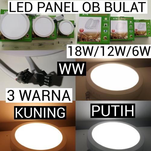 Jual Lampu downlight led panel BULAT 6/12/18W OUTBOW 3WARNA PUTIH/WW ...