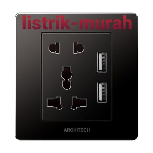 Jual ARCHITECH V16-C06U Stop Kontak Universal International USB Black Hitam - Jakarta Barat ...