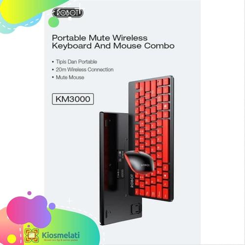 Jual ROBOT KM3000 Portable Mini Wireless Keyboard and Mouse Combo Black ...