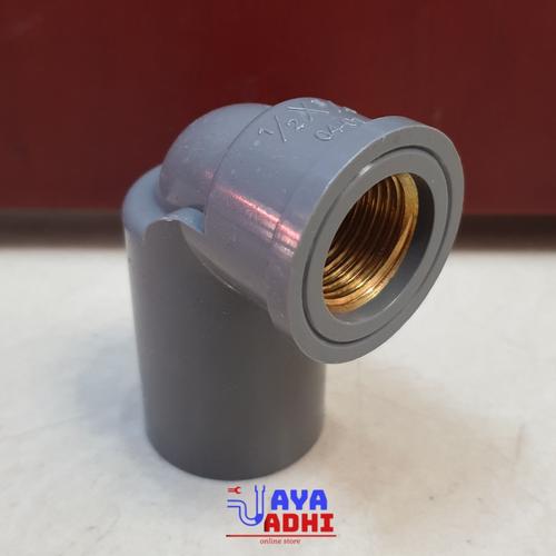 Jual PVC Knee Drat Dalam 3/4 x 1/2" kuningan / KDD Faucet Elbow MI ...