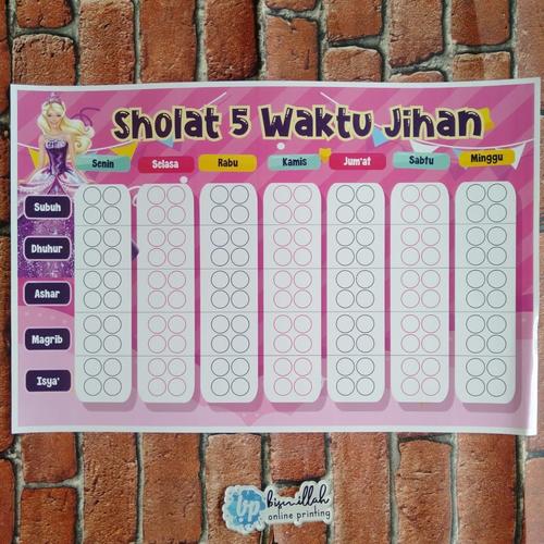 Jual jadwal solat anak check list solat - frozen - Kota Surabaya ...
