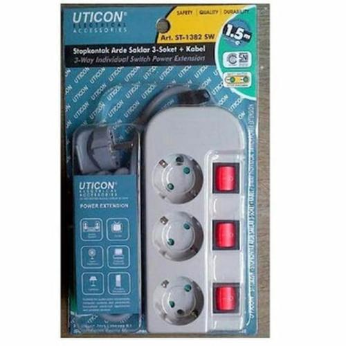 Jual Stop Kontak 3 Lubang Uticon ST 1382 SW Terminal Listrik Switch ...