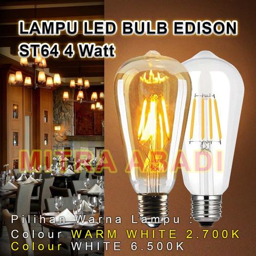 Jual Lampu Bulb LED Filamen Edison Vintage ST64 4 Watt/4W Fitting E27 ...