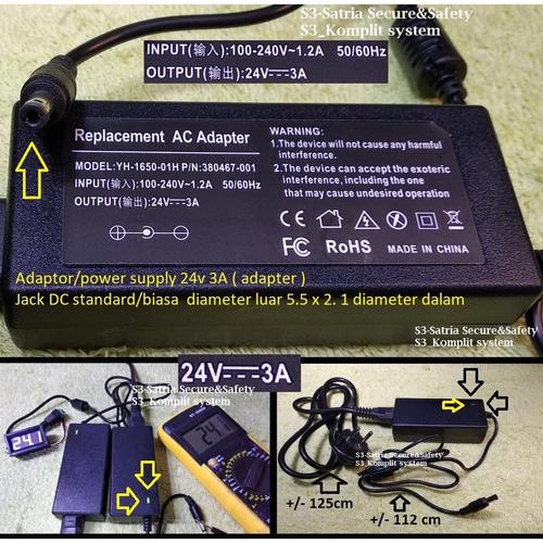 Jual Power Supply Adaptor DC 24 Volt 3 Ampere ( 24V - 3A ) Switching ...