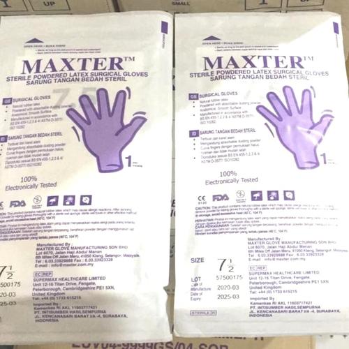Jual Maxter Sterile Powdered Latex Surgical Gloves/Sarung tangan bedah ...