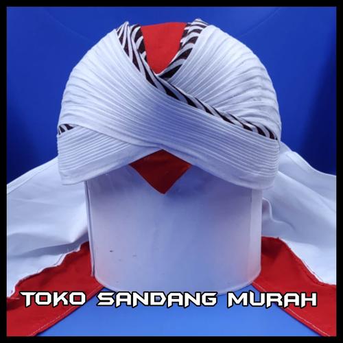 Jual Blangkon Jogja lipat Samurai Merah Putih Sliwir Halus /Adat Jawa ...