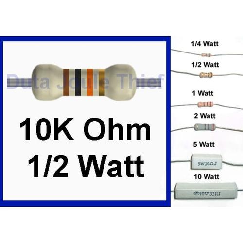 Jual Resistor 10K 10k 10 kiloOhm 10 kilo Ohm 1/2 0,5 watt toleransi 5% ...