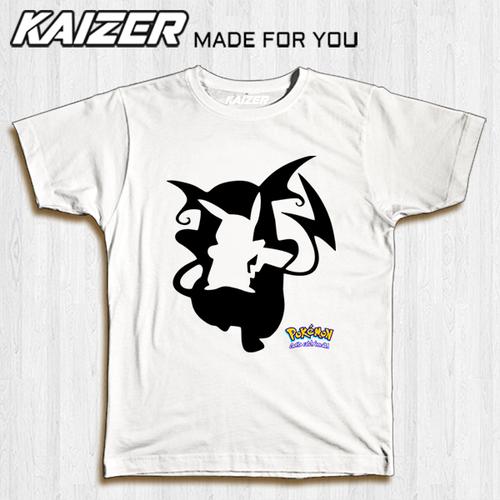 Jual KAIZER TD-0258 Kaos Pokemon Pikachu Raichu Siluet - Anime - Putih ...