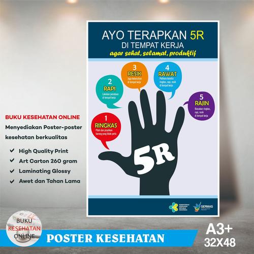 Jual Poster Kesehatan Ayo Terapkan 5R di Tempat Kerja Laminating GLOSSY ...